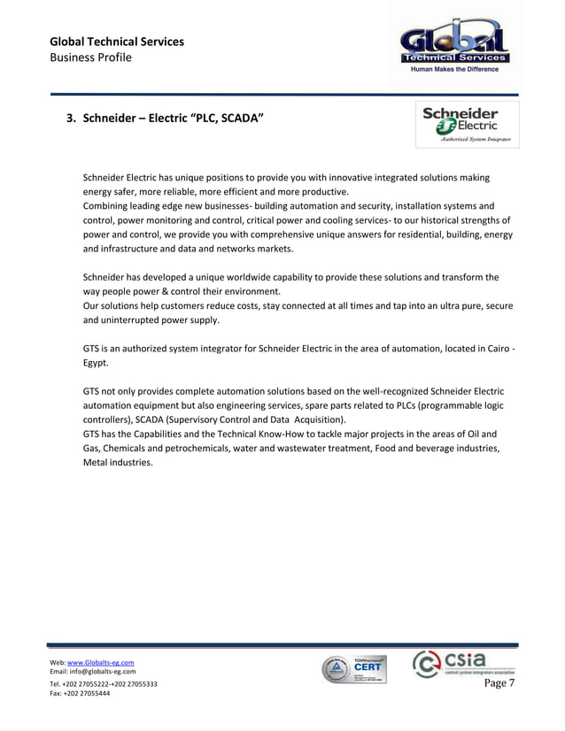 Global Technical Services - Company Profile | PDF