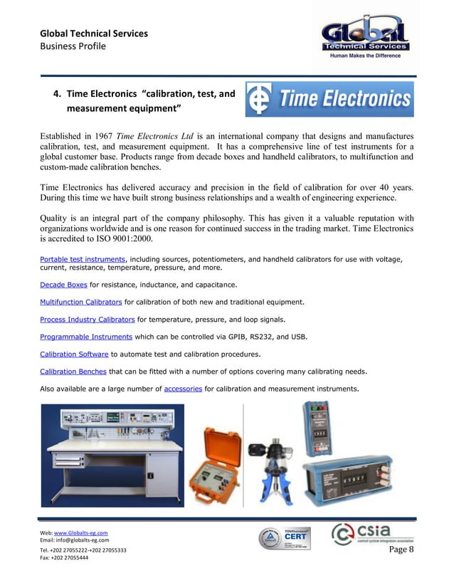 Global Technical Services - Company Profile | PDF