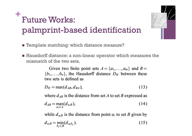 Features Extraction For Palmprint Based Identification Ppt