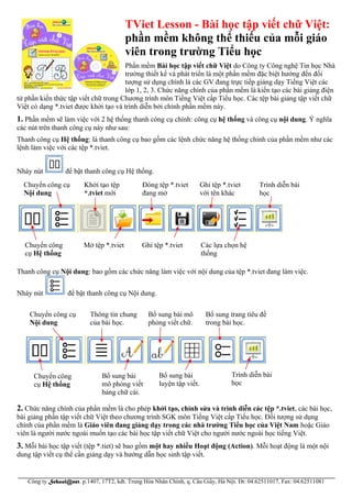 Tài liệu giới thiệu phần mềm TViet Lesson - Bài học tập viết chữ Việt | PDF