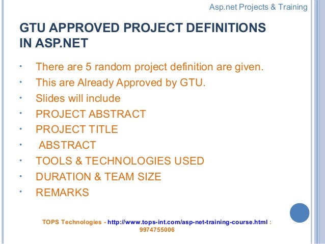 Gtu Approved Project Definitions In