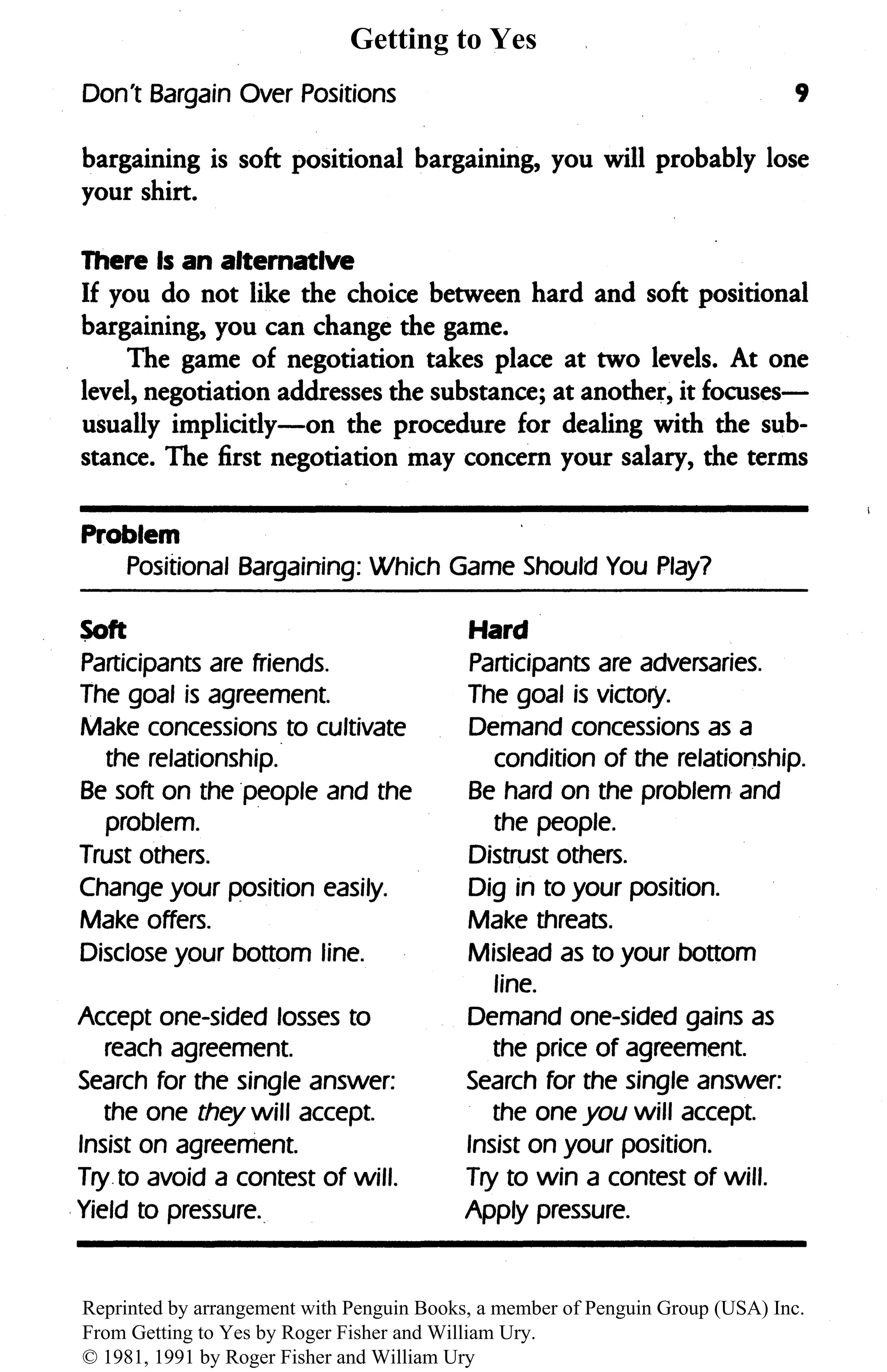 Getting to Yes, Chapter 1 | PDF