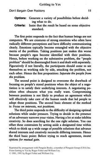 Getting to Yes, Chapter 1 | PDF
