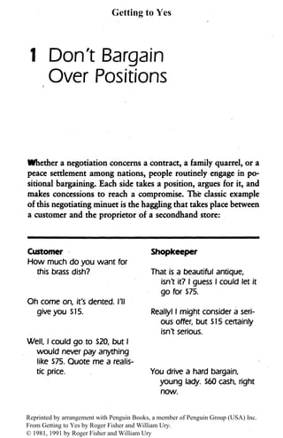 Getting to Yes, Chapter 1 | PDF