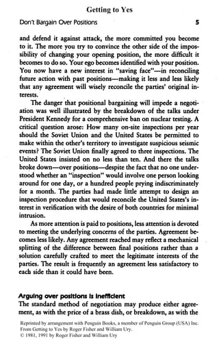 Getting to Yes, Chapter 1 | PDF