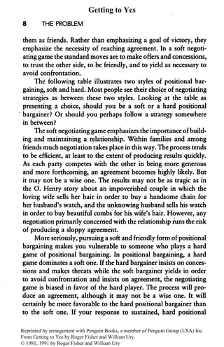 Getting to Yes, Chapter 1 | PDF