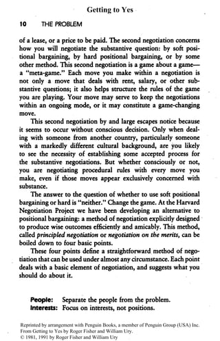 Getting to Yes, Chapter 1 | PDF