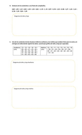 Hojas De Trabajo De Diagramas De Tallo Y Hojas Para Cuarto Grado