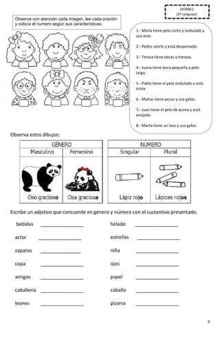 Guía Lenguaje 2 22 Adjetivos Compressed 1 1 Pdf