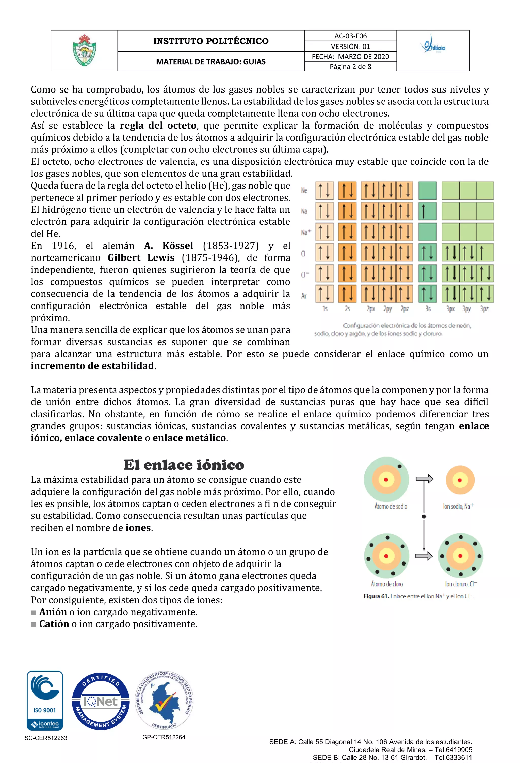 Guía Enlace químico | PDF