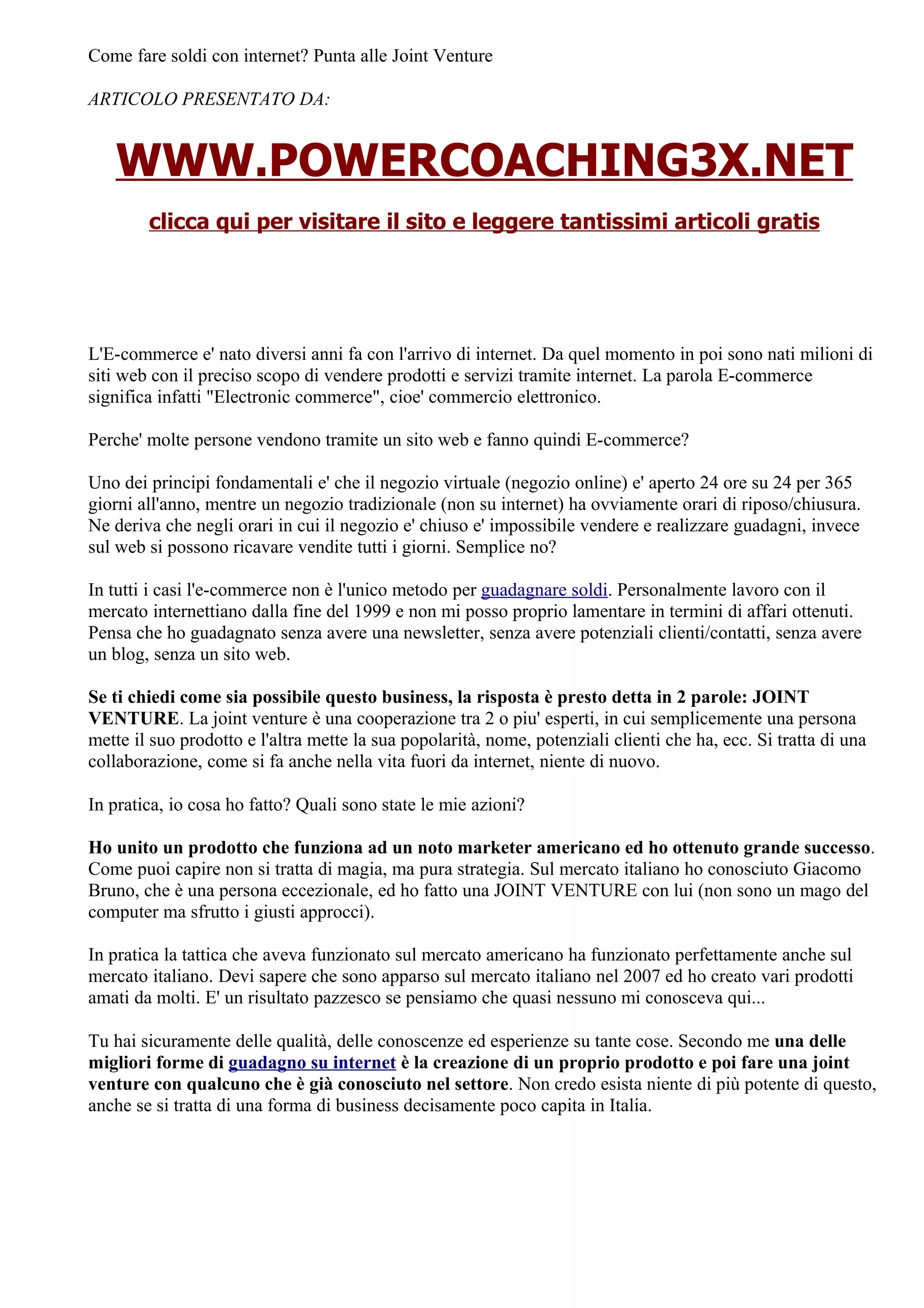 Guadagnare col web | PDF