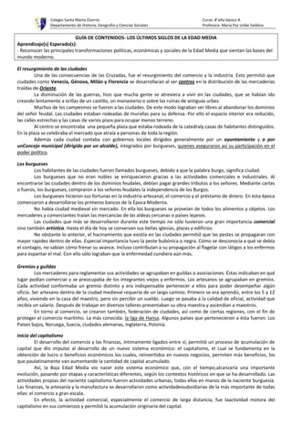Guía de aprendizaje los últimos siglos de la edad media | DOCX