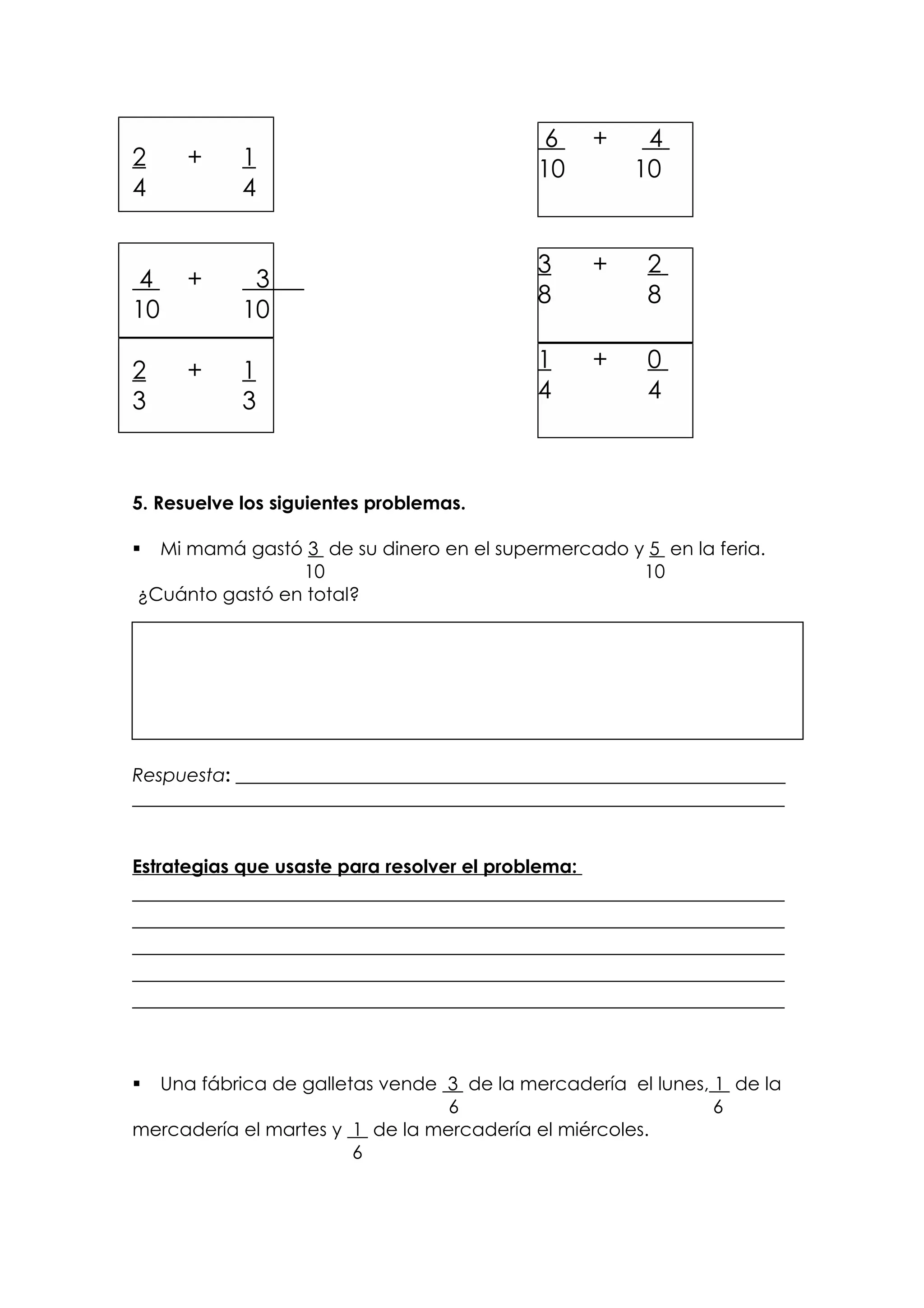 Guía de aprendizaje adición de fracciones (anexo 3.5) | PDF