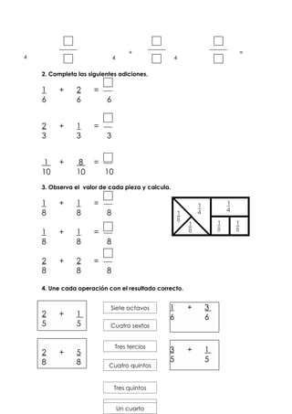 Guía de aprendizaje adición de fracciones (anexo 3.5) | DOC