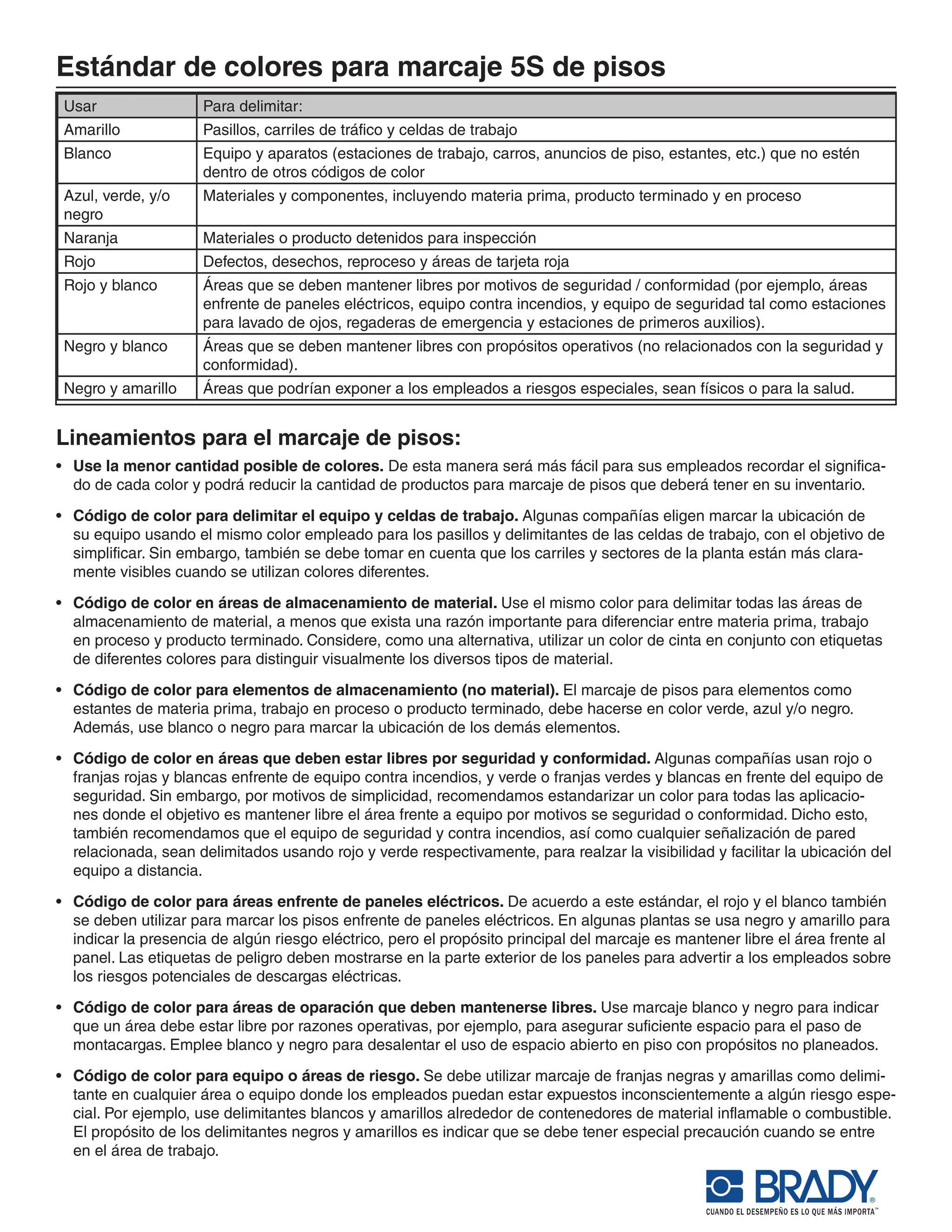 Guía de colores para marcaje de pisos | PDF