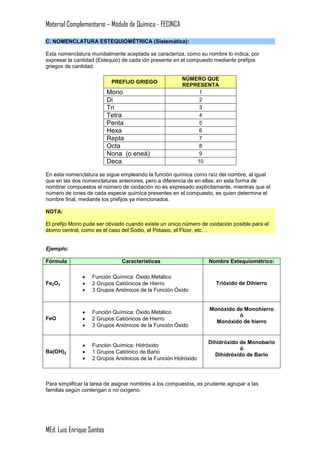 Guía de estudio de nomenclatura inorgánica 2010 | PDF