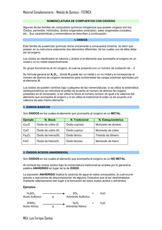 Guía de estudio de nomenclatura inorgánica 2010 | PDF