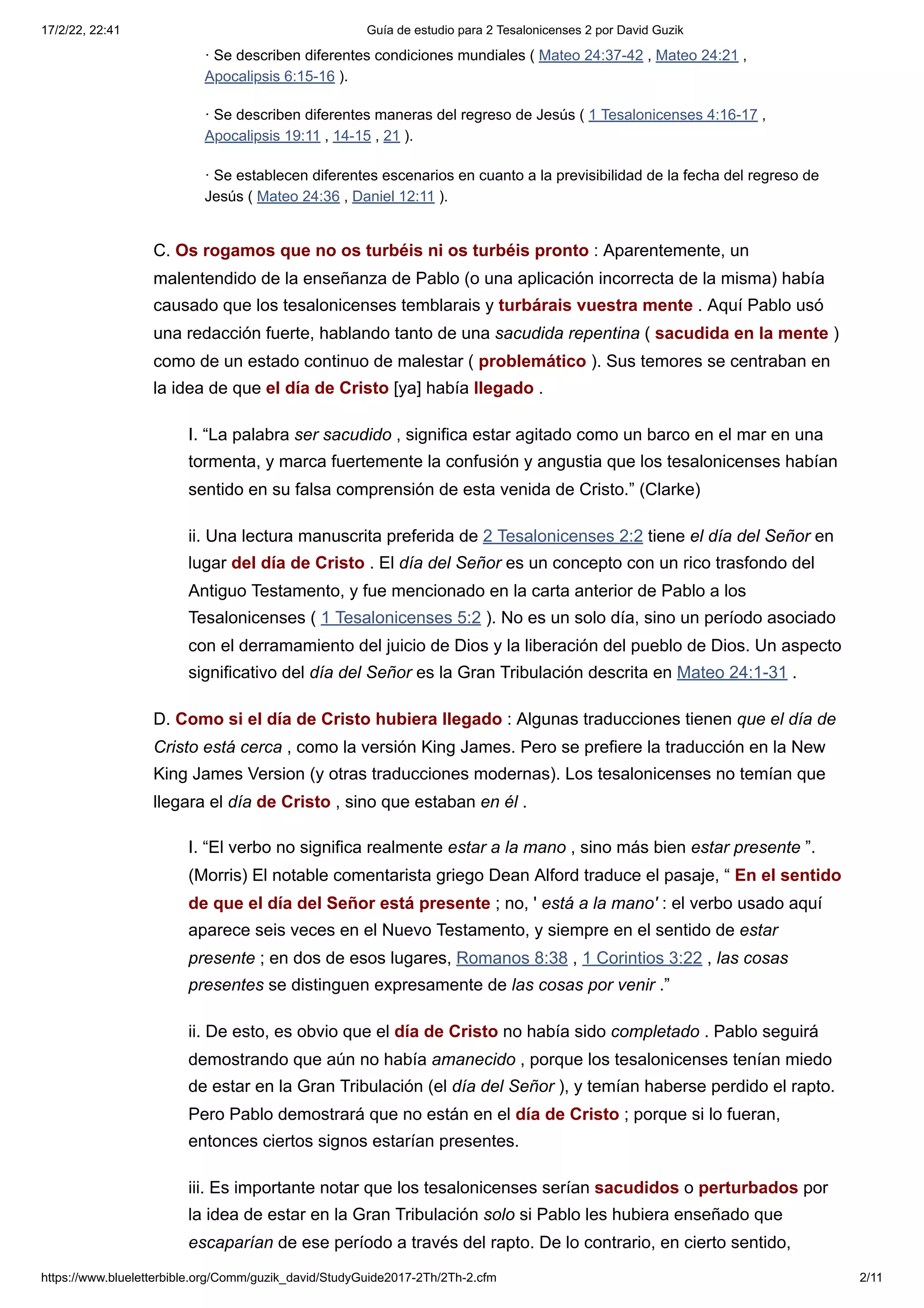 Guía de estudio para 2 tesalonicenses 2 por david guzik | PDF
