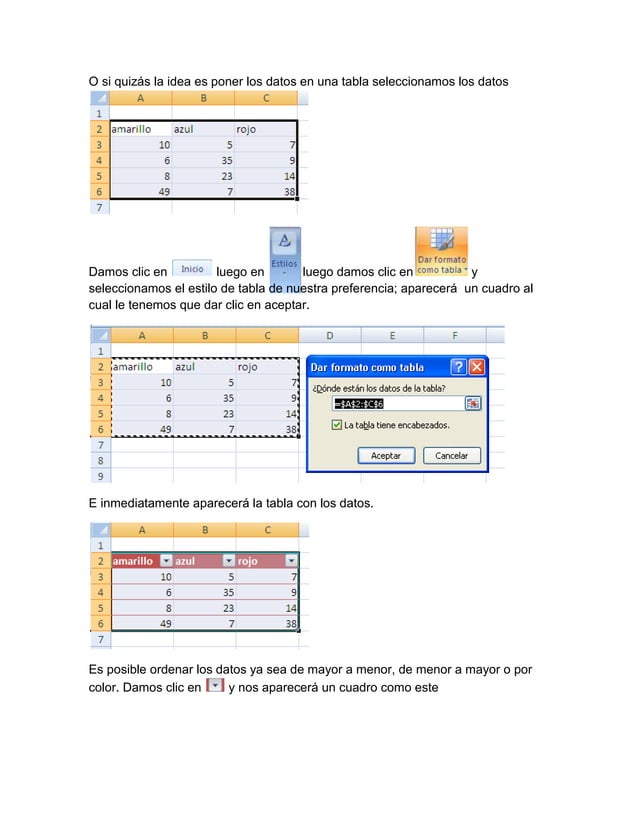 Guía de excel para niños de 3 grado