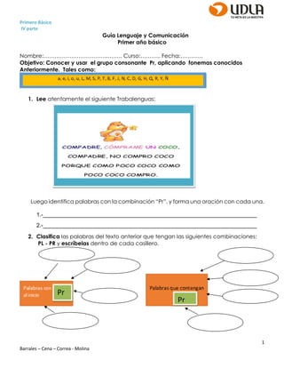 Guía Del Alumno Clase 4 Grupo Consonántico Pr Pdf