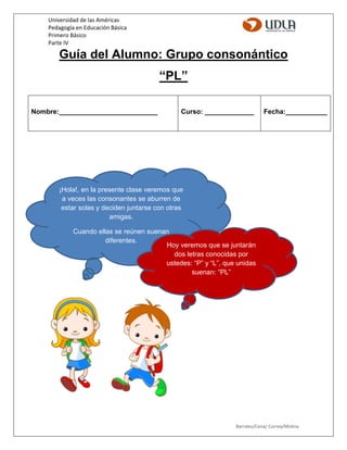 Guía del alumno clase 5 grupo consonántico pl | PDF