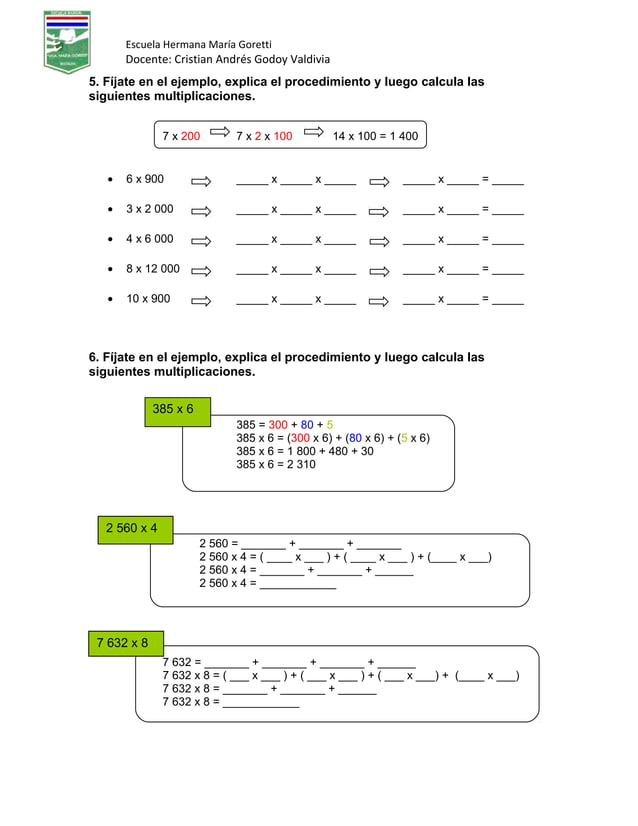 Guía de multiplicacion y division 3 | PDF