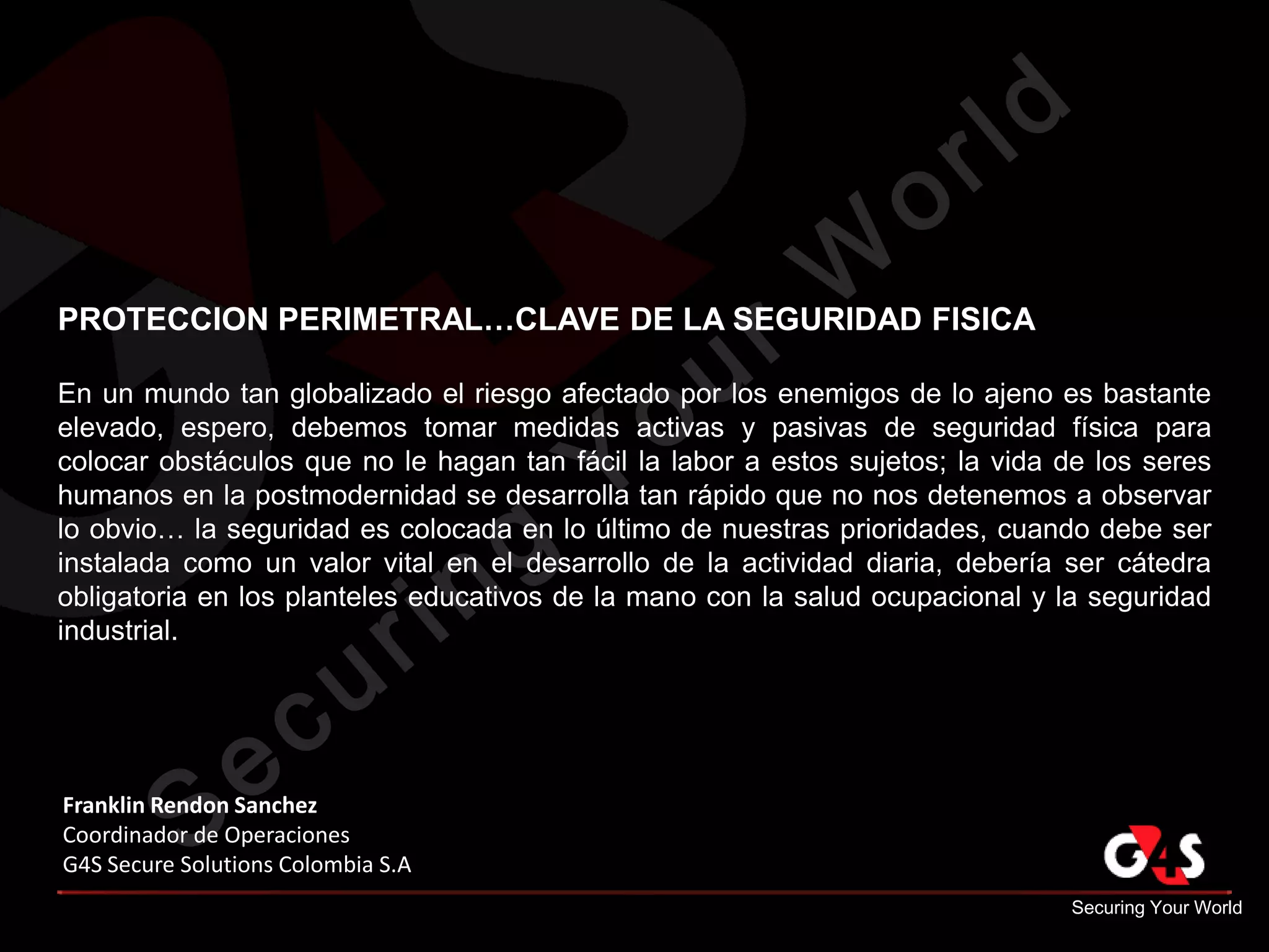 Guía de seguridad proteccion perimetral…clave de la seguridad fisica | PPSX