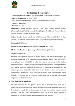 Guía didáctica pelicula el hombre bicentenario | DOC