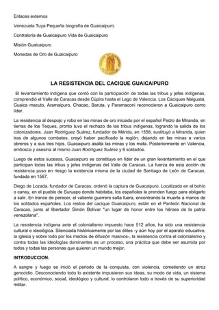 Guaicaipuro y la resistencia indígena | DOC