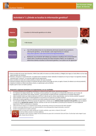 Material genético. Guía de trabajo informático | PDF
