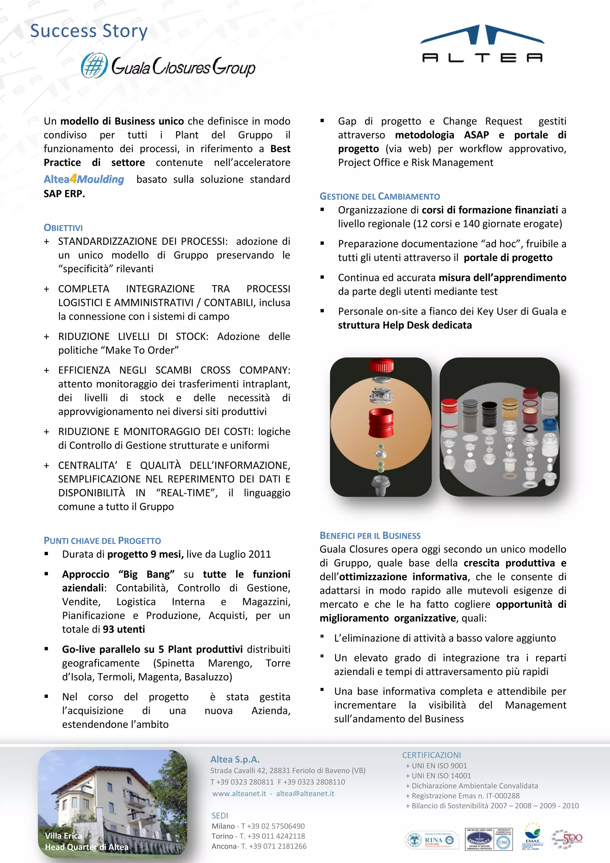 Business Case SAP ERP: Guala Closures SpA | PDF