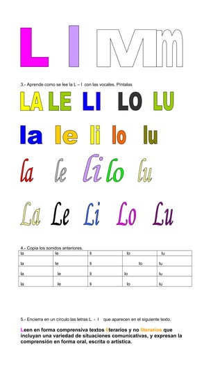 Guía leng. y com. letra l l | DOC