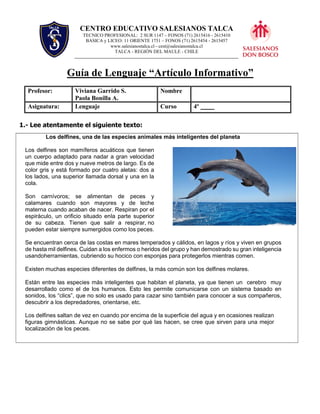 GUÍA LENGUAJE 15 ABRIL ARTÍCULO INFORMATIVO | PDF