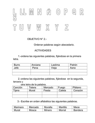 Guía leng y com. 3°orden y separación de palabras | PDF