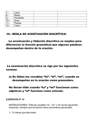 Guía leng y com. 5°normas de acent.y tildación | PDF