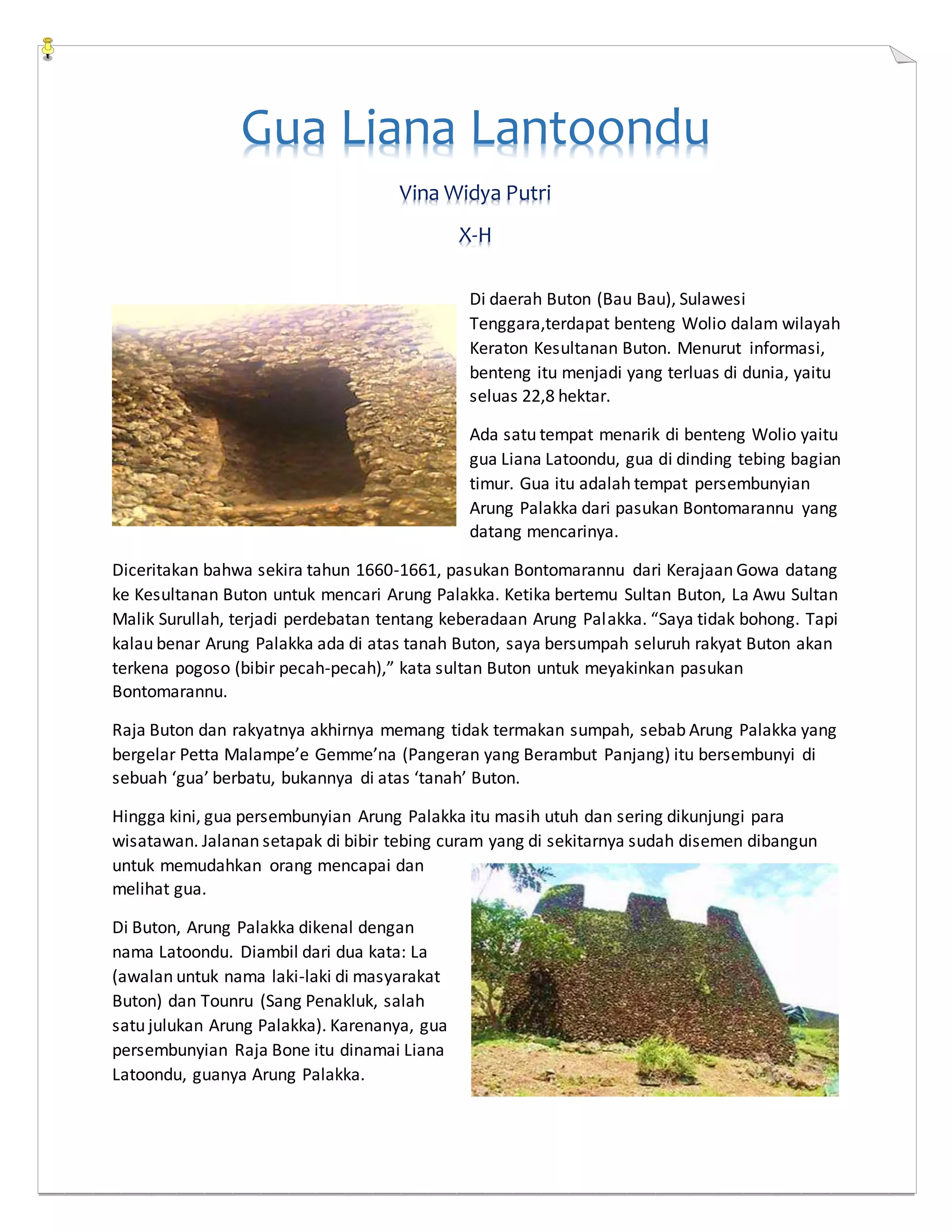 Gua Liana Latoondu dan translatenya | DOCX | Asia Travel | Travel Locations