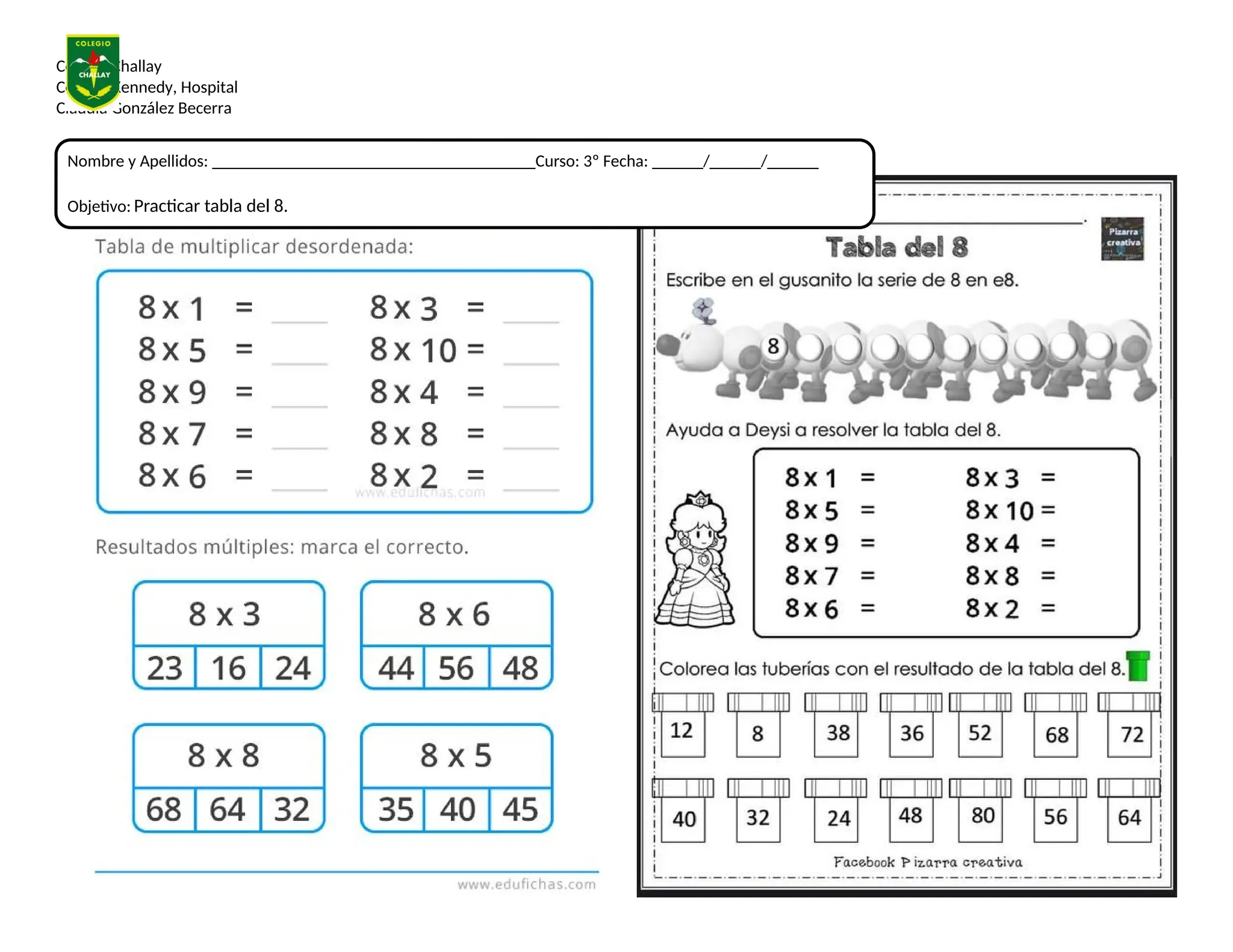 guía MATEMÁTICA tabla del 8 ejercicios.docx