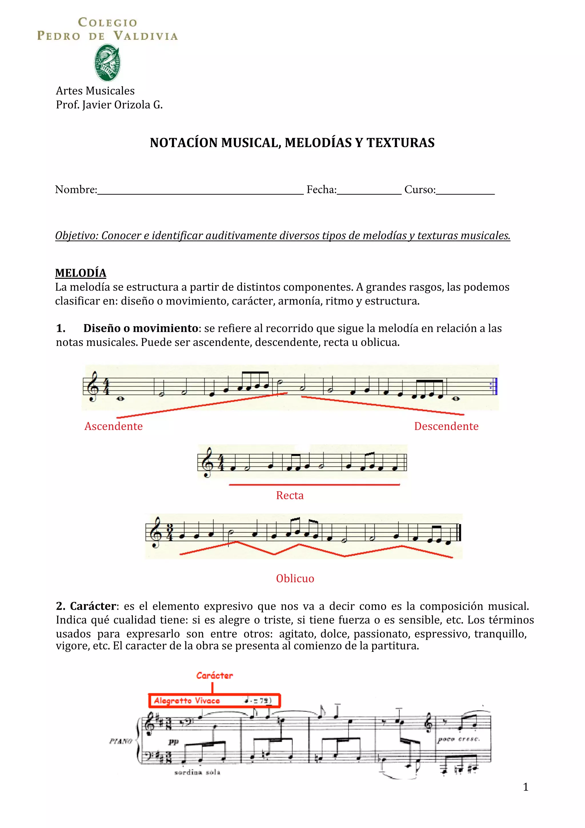 Guía notación musical, melodías y texturas | PDF