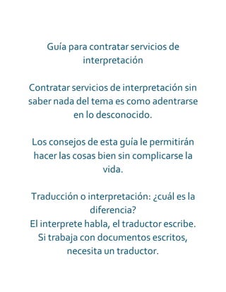 Guía para contratar servicios de interpretación y traducción | DOCX