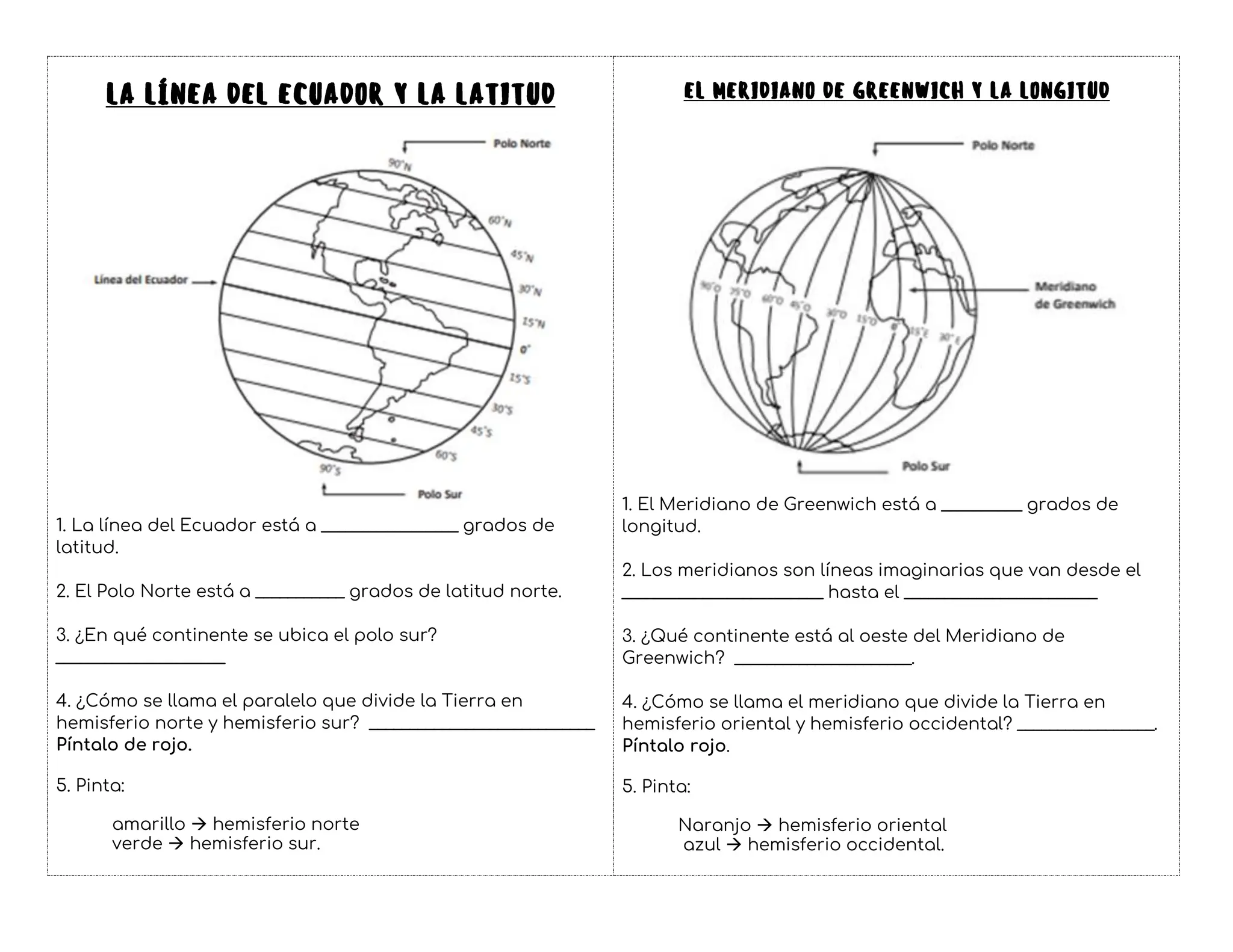 Guia de historia paralelos y meridianos completar guia | PDF