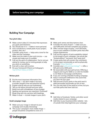 Guía practica Indiegogo para campañas de Crowdfunding (Inglés) | PDF