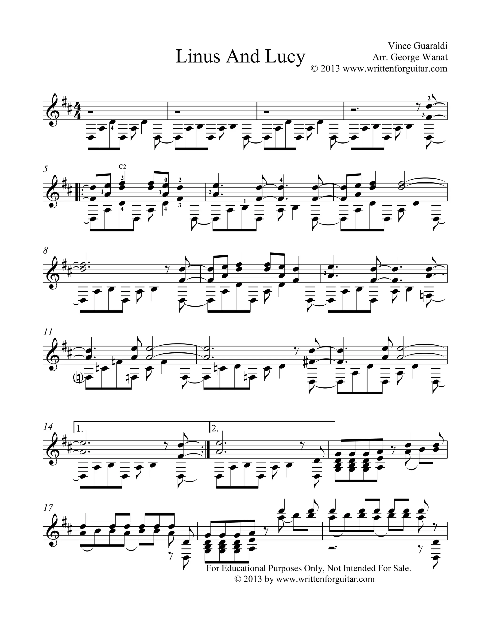 “Linus and Lucy” by Vince Guaraldi for Guitar Solo | PDF