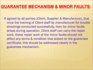 Guarantee mechanism for material supplied with guarantee certificates | PDF