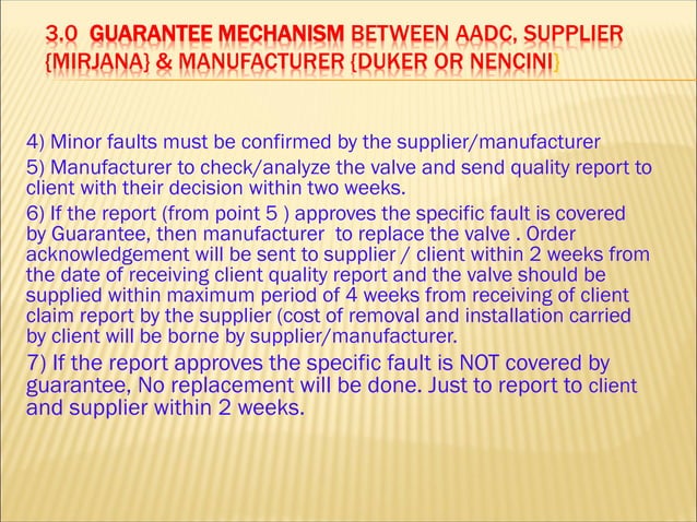 Guarantee mechanism for material supplied with guarantee certificates | PPT