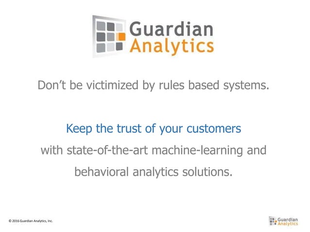Guardian analytics vs. actimize 2016 | PPT