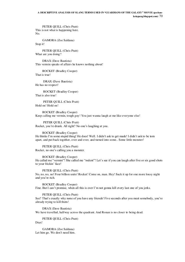 Guardians of the galaxy movie transcript / Movie Script of Guardians