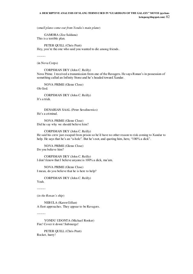 Guardians of the galaxy movie transcript / Movie Script of Guardians
