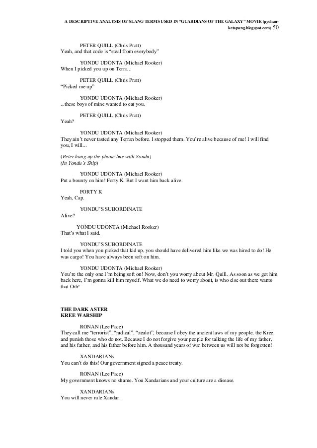 Guardians of the galaxy movie transcript / Movie Script of Guardians