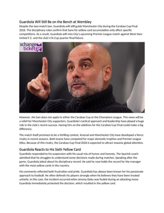 Pep Guardiola's Touchline Ban and Impact on Carabao Cup Final 2026 | DOCX