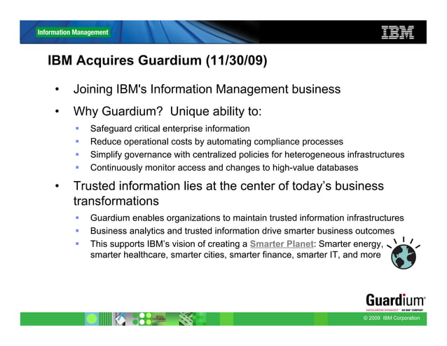 IBM InfoSphere Guardium overview | PDF | Databases | Computer Software ...